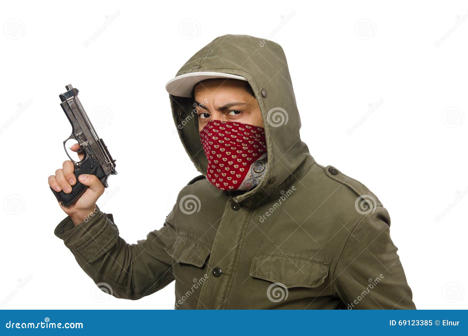 The Masked Man in Criminal Concept on White Stock Image - Image of ...