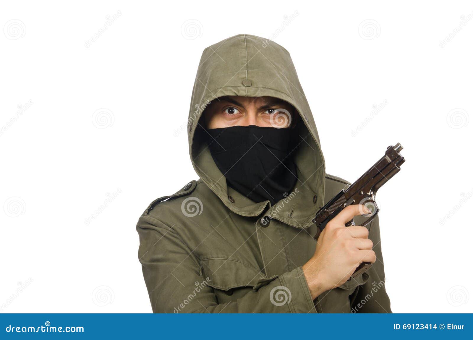 The Masked Man in Criminal Concept on White Stock Photo - Image of gang ...
