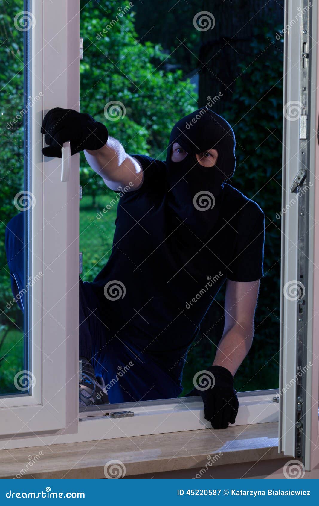 Masked Man Entering the House Stock Image - Image of break, burglary ...