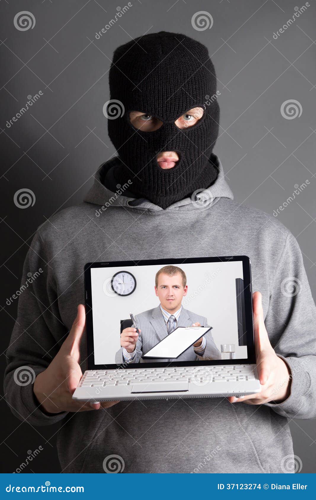 Masked Man with Laptop - Concept Picture of Internet Crime Stock Photo ...