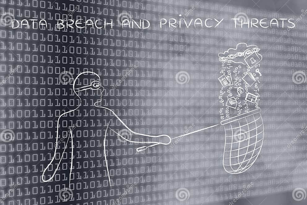 Masked Man Stealing Files from a Cloud with Lock & Chain, Data T Stock ...