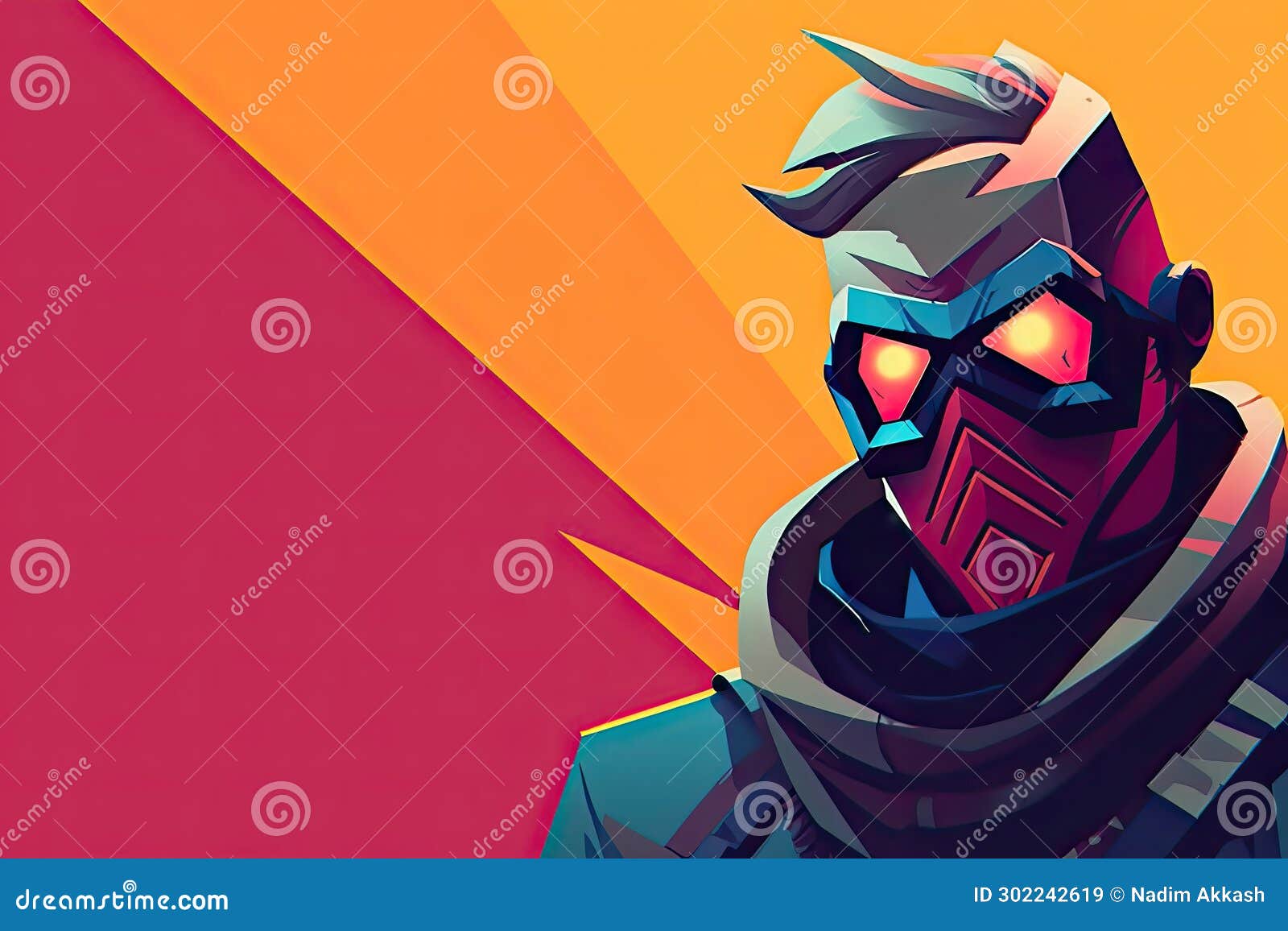 Masked Man, Stylized Game Character Header Copy Space Stock Image ...