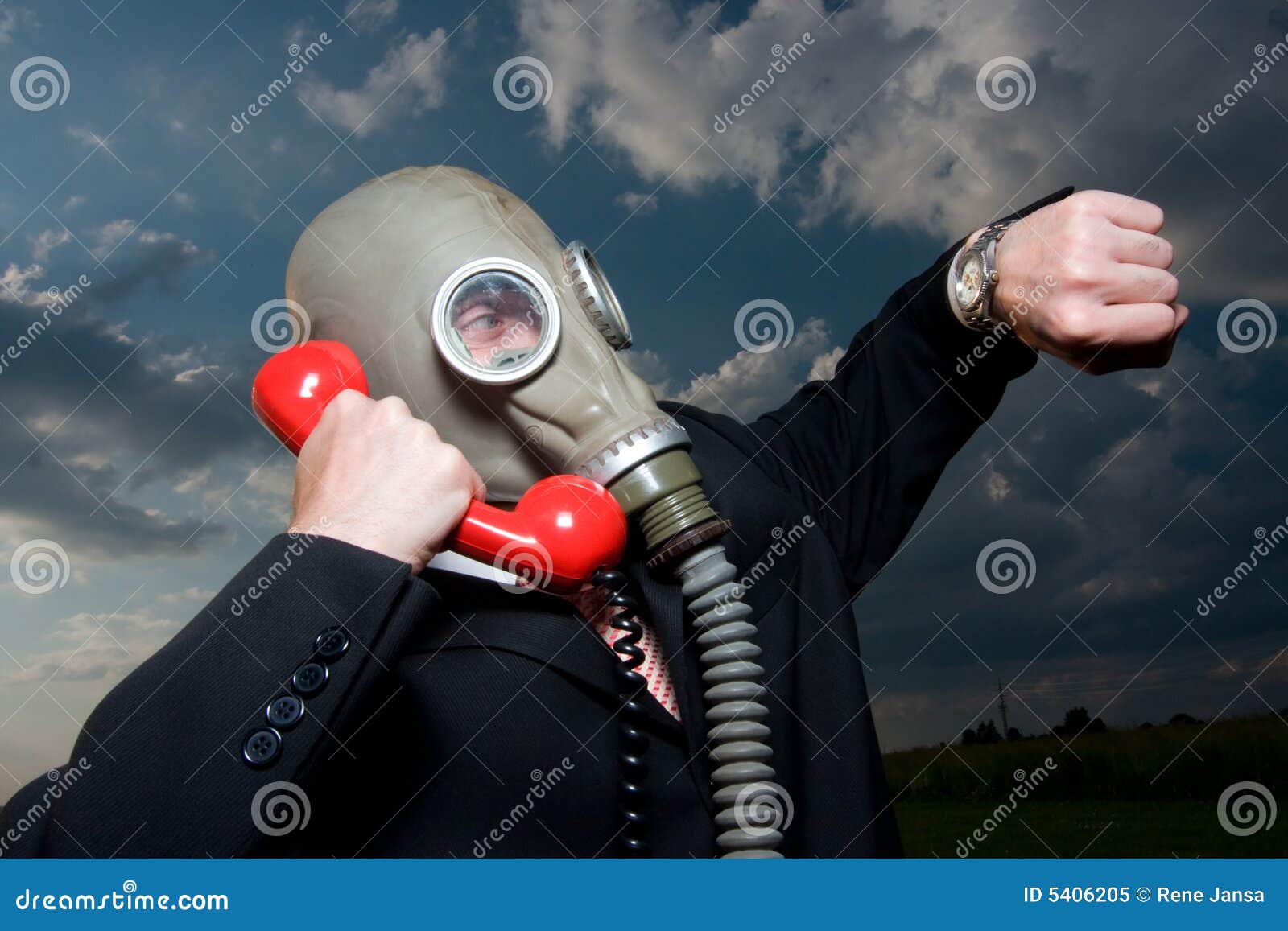 Masked man with telephone stock image. Image of hose, protective - 5406205