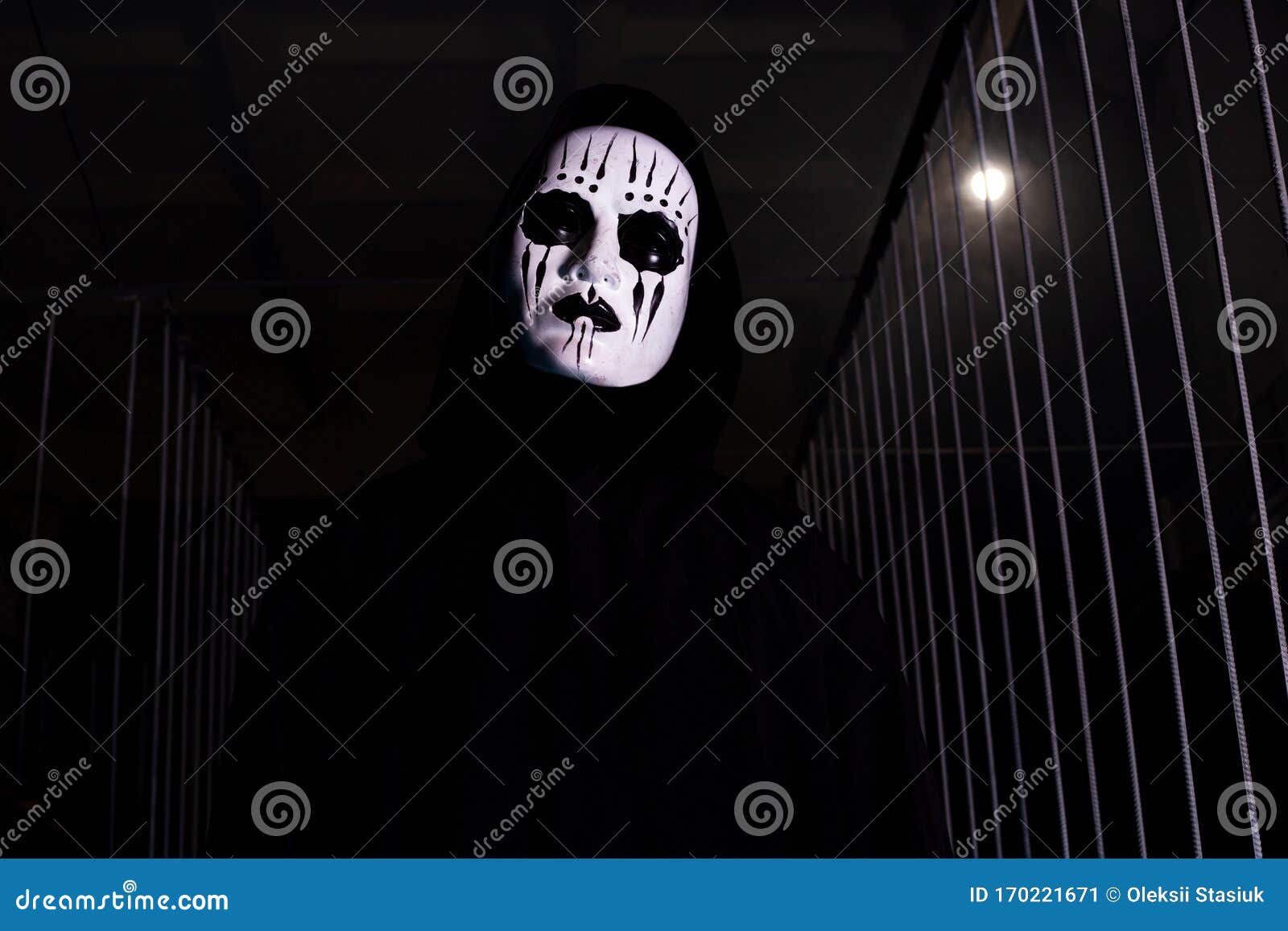 Masked Maniac and Black Cape. Horror Stock Image - Image of face, crime ...