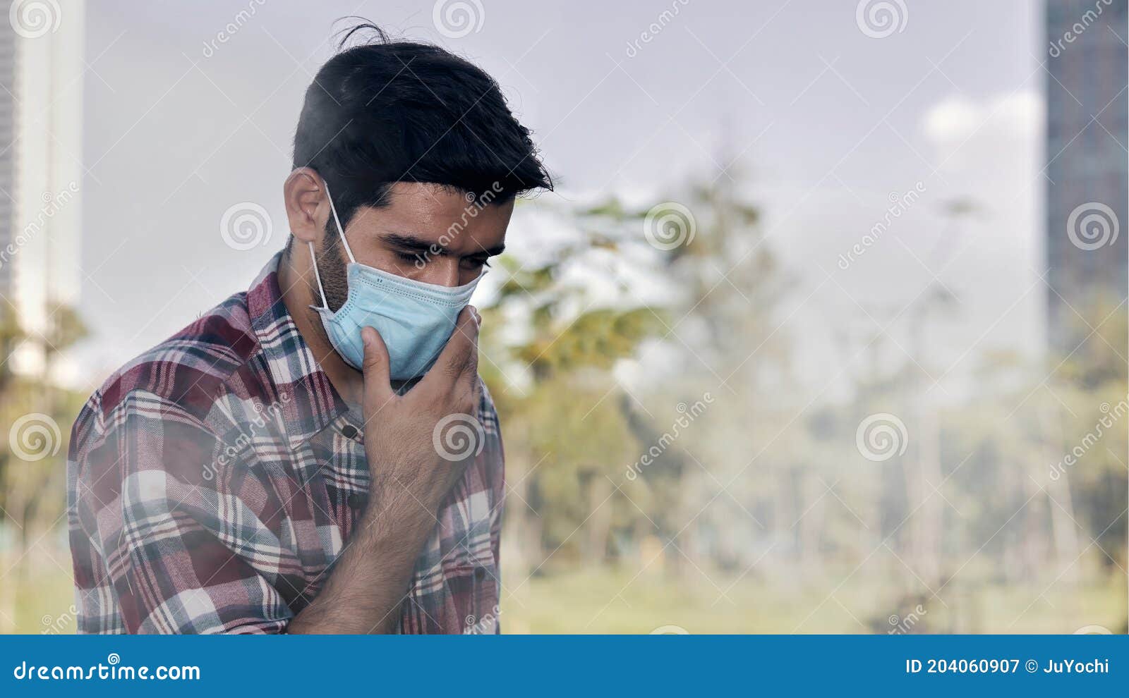 Masked Men Face Smog and Dust Problems in the Capital Stock Image ...
