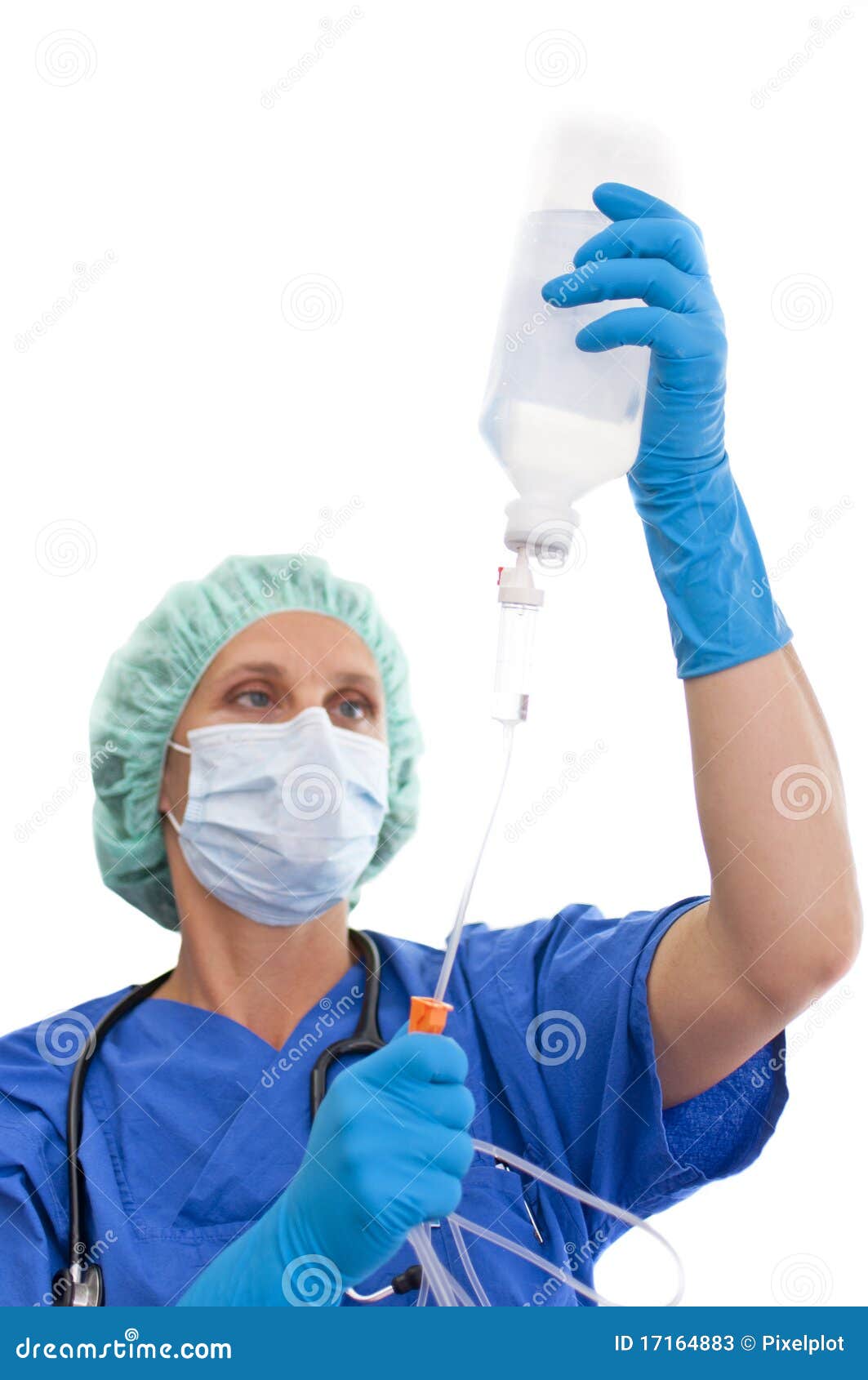 Masked Nurse with an Infusion Stock Image - Image of aged, mask: 17164883