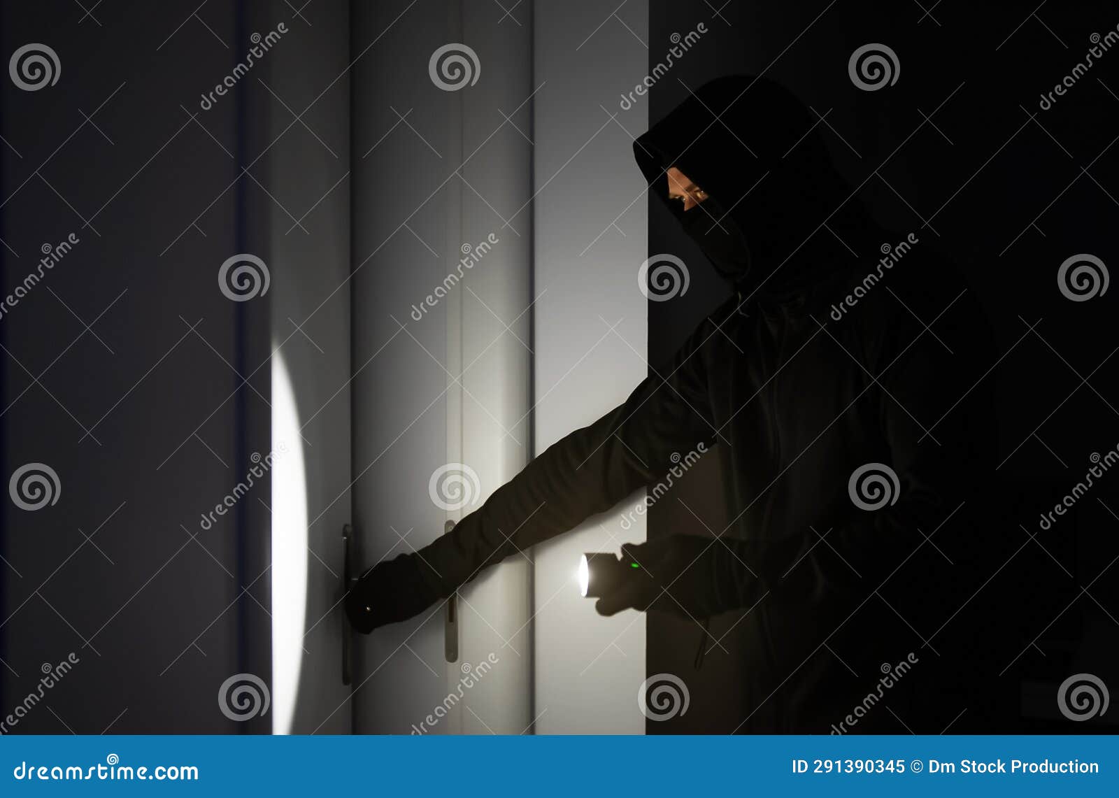 Masked Robber with Flashlight Torch Stock Image - Image of night ...