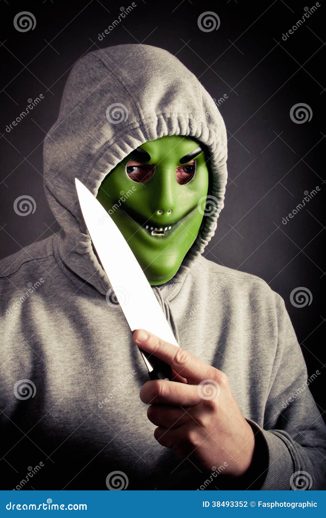 Masked Robber Holding Large Knife Stock Photo - Image of burglar, anger ...