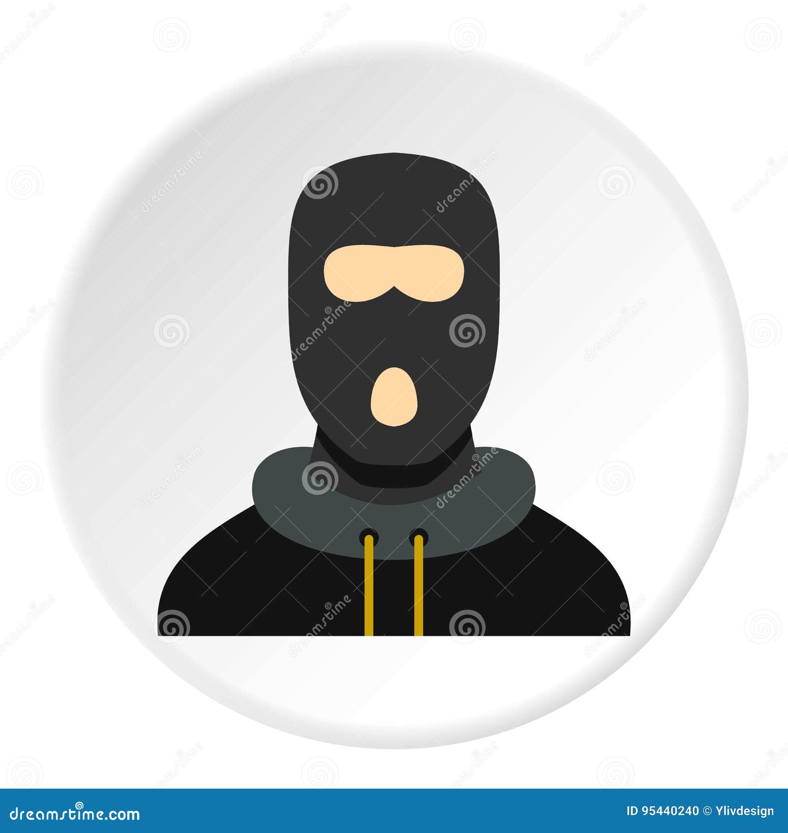 Masked Robber Running Away With A Stack Of Coins. Flat Vector ...