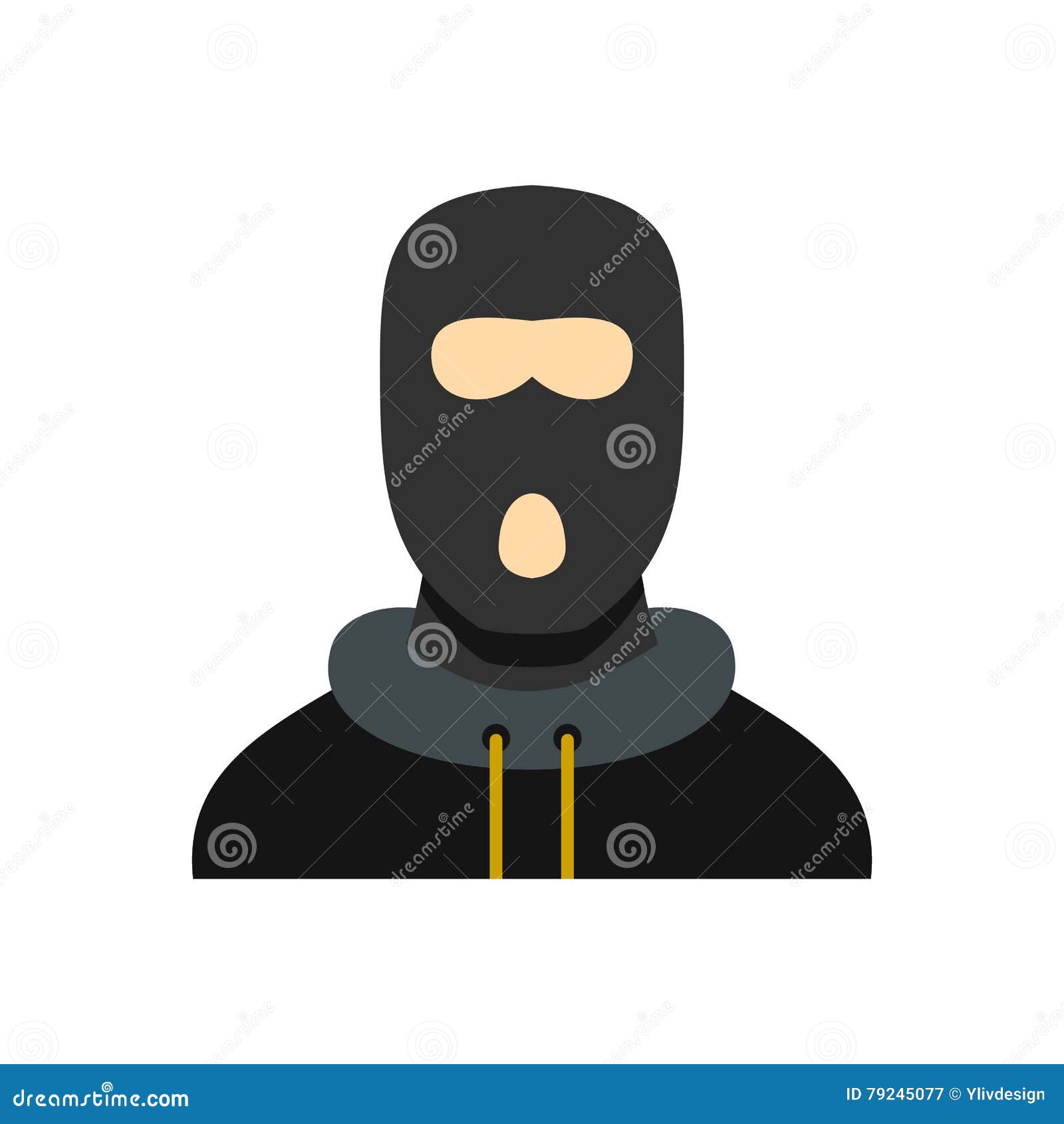 Robber Icon And Bandit Mask. Criminal Man. Vector Illustration ...