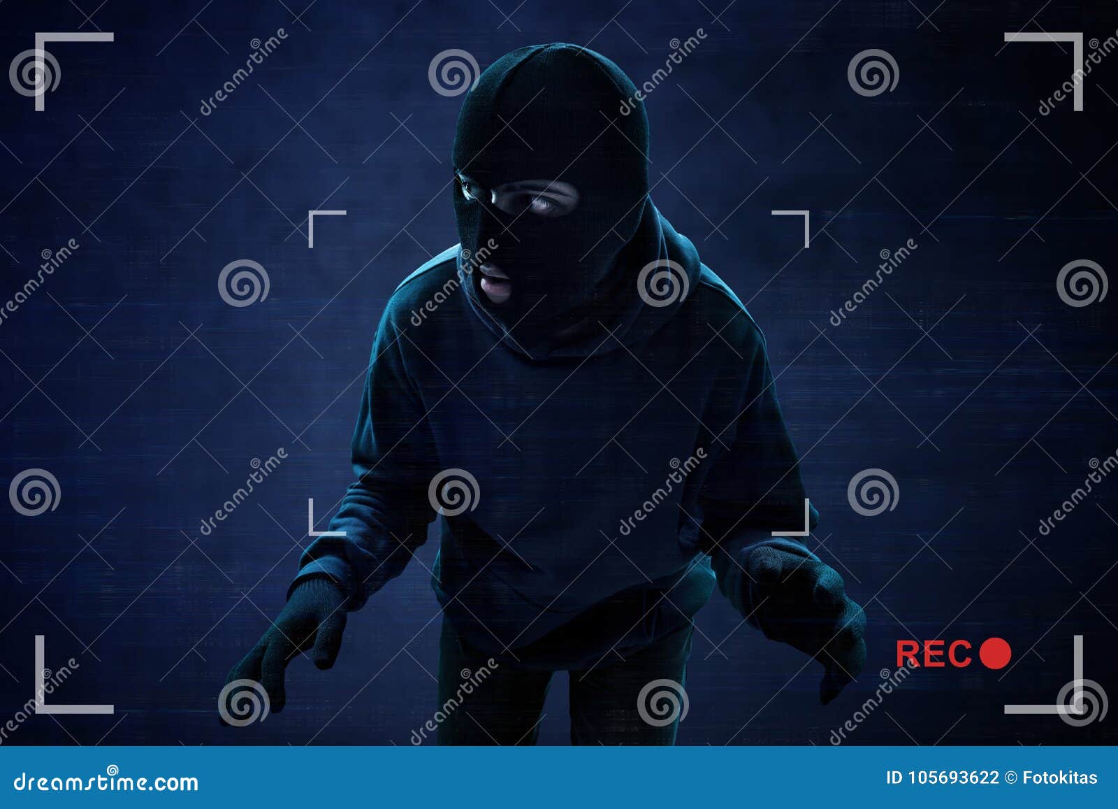 Masked Thief Caught on Security Camera Stock Photo - Image of camera ...