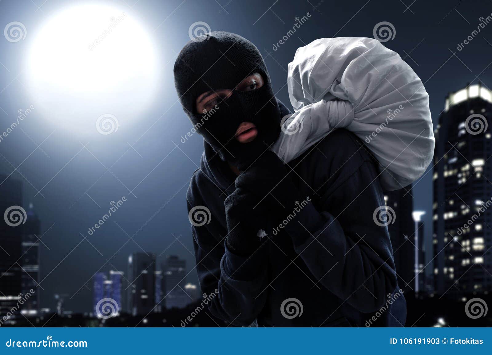 Masked Thief In Handcuffs Isolated On White Stock Photo | CartoonDealer ...