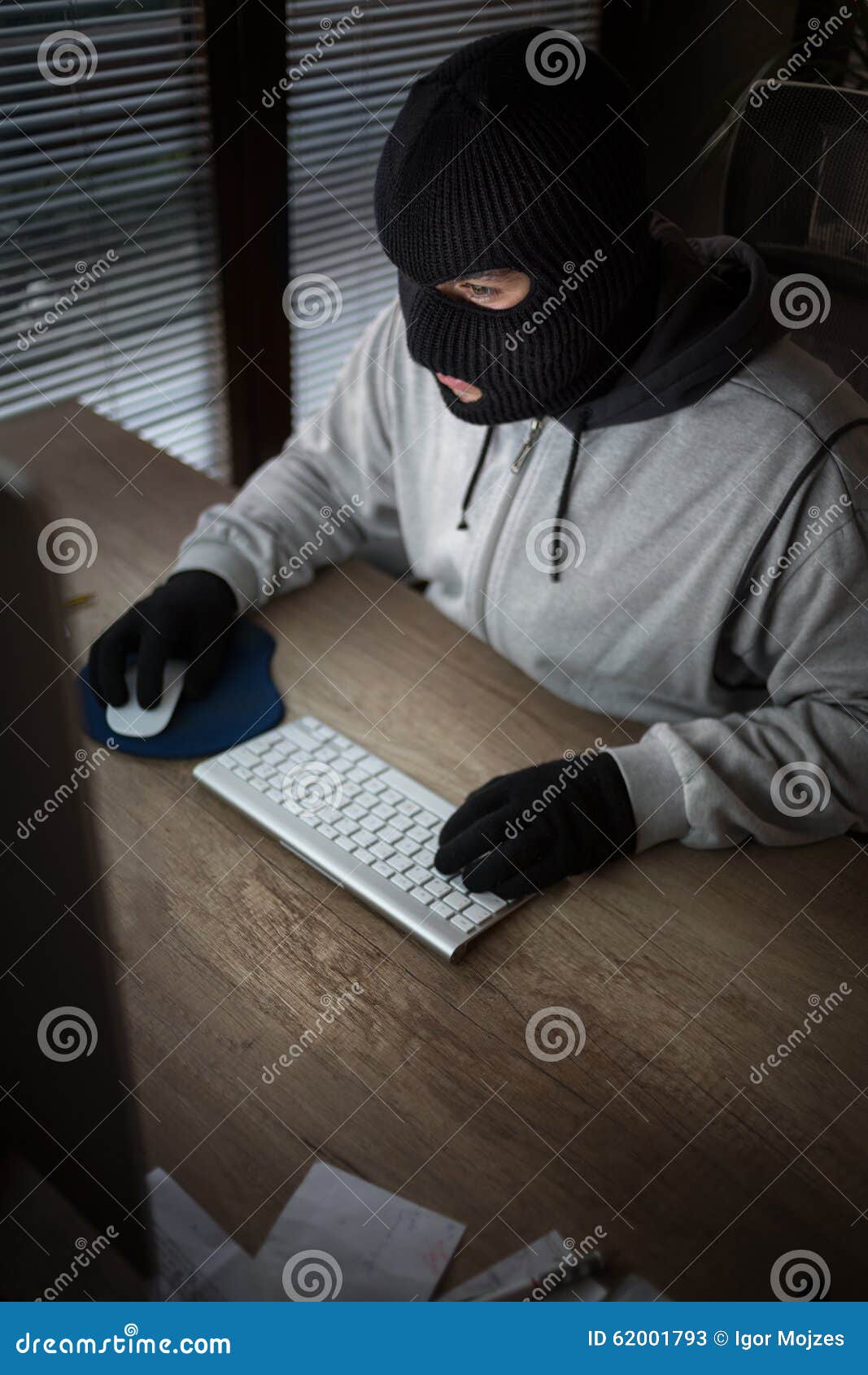 Masked Thief Sitting in Front of Computer Stock Image - Image of cyber ...