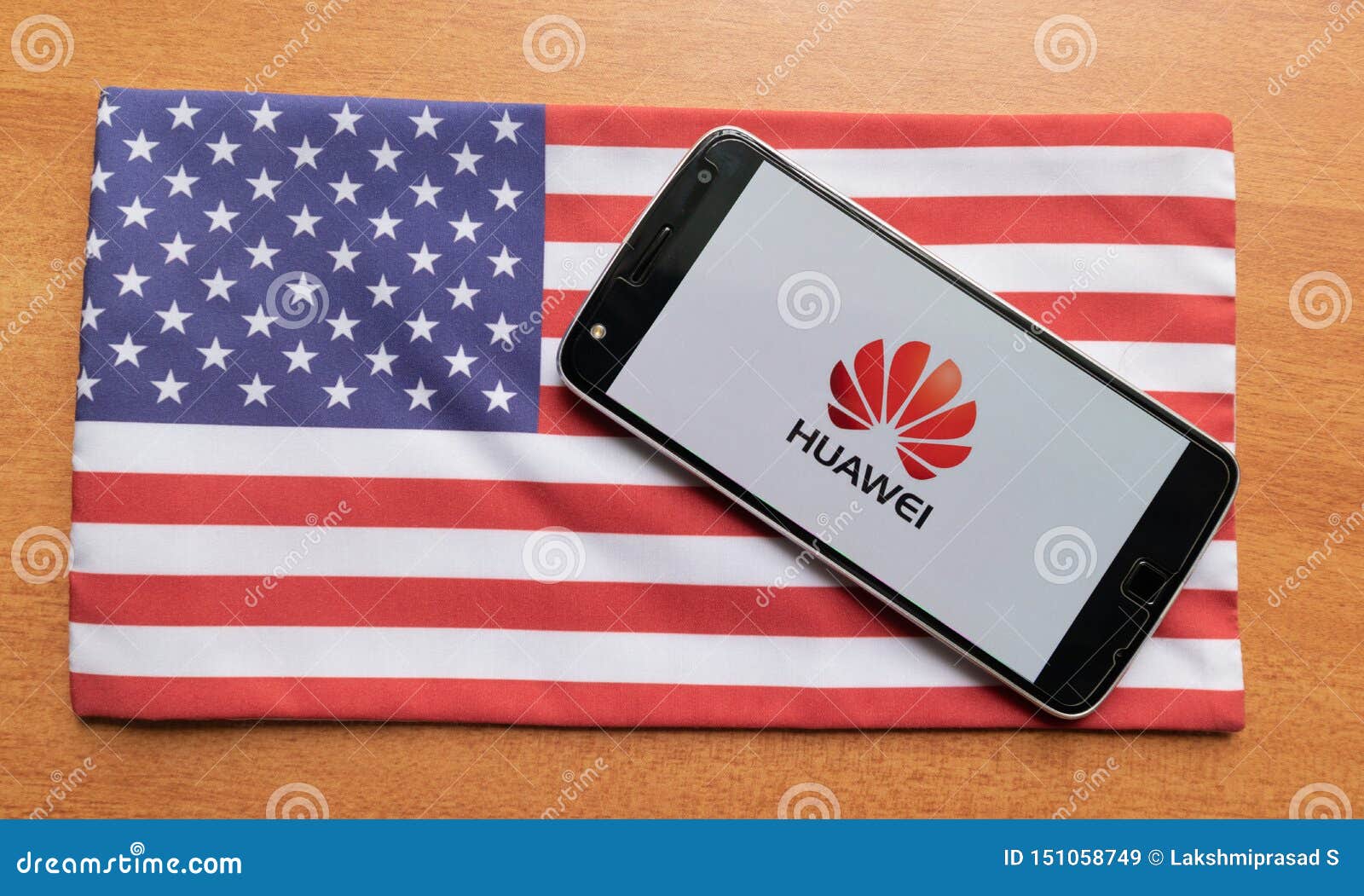 Maski, India - June 21, 2019: Huawei Logo on Screen of Mobile on US ...