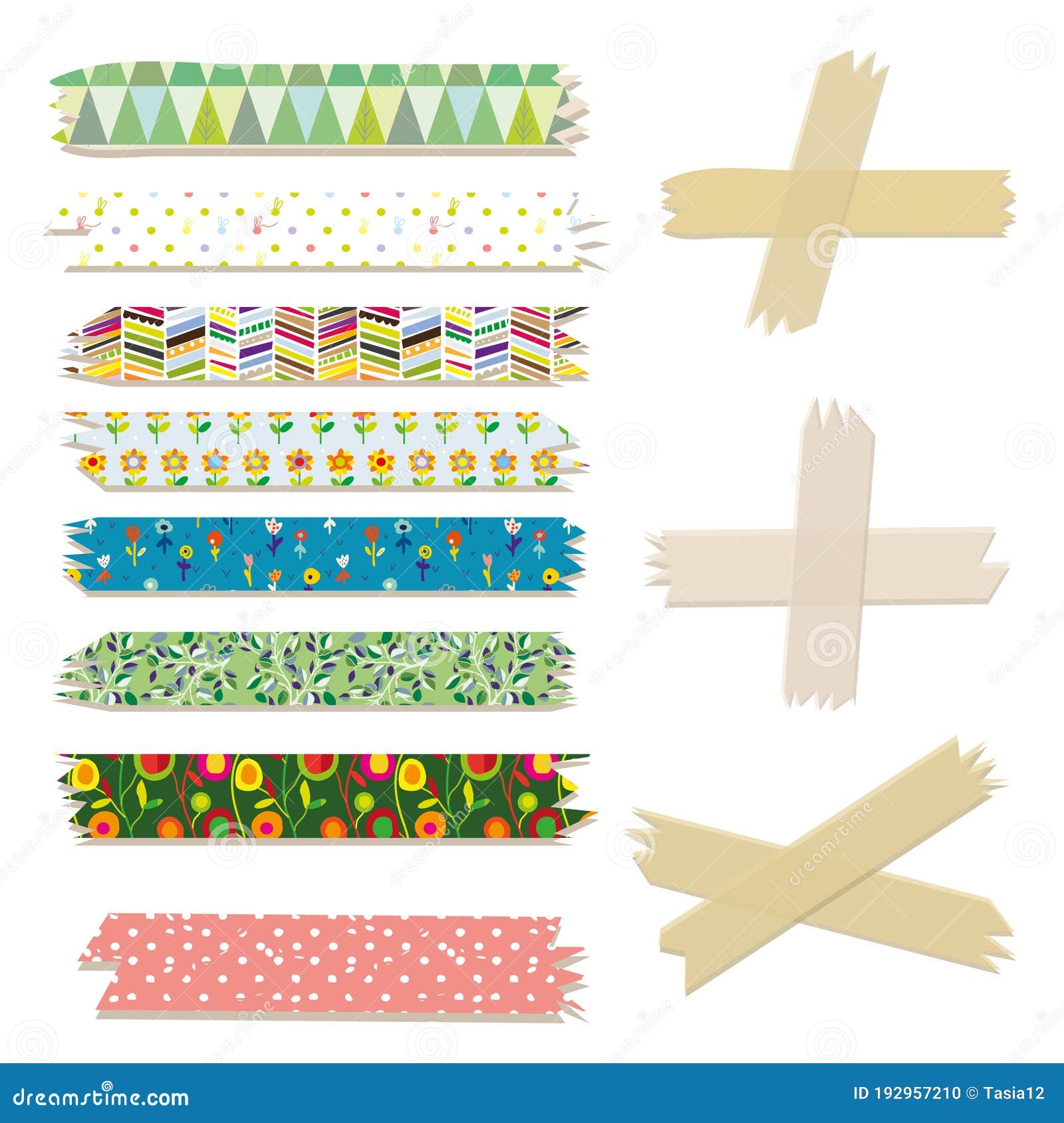 Masking Tapes Set with Cute Patterns, Vector Illustration Stock Vector ...