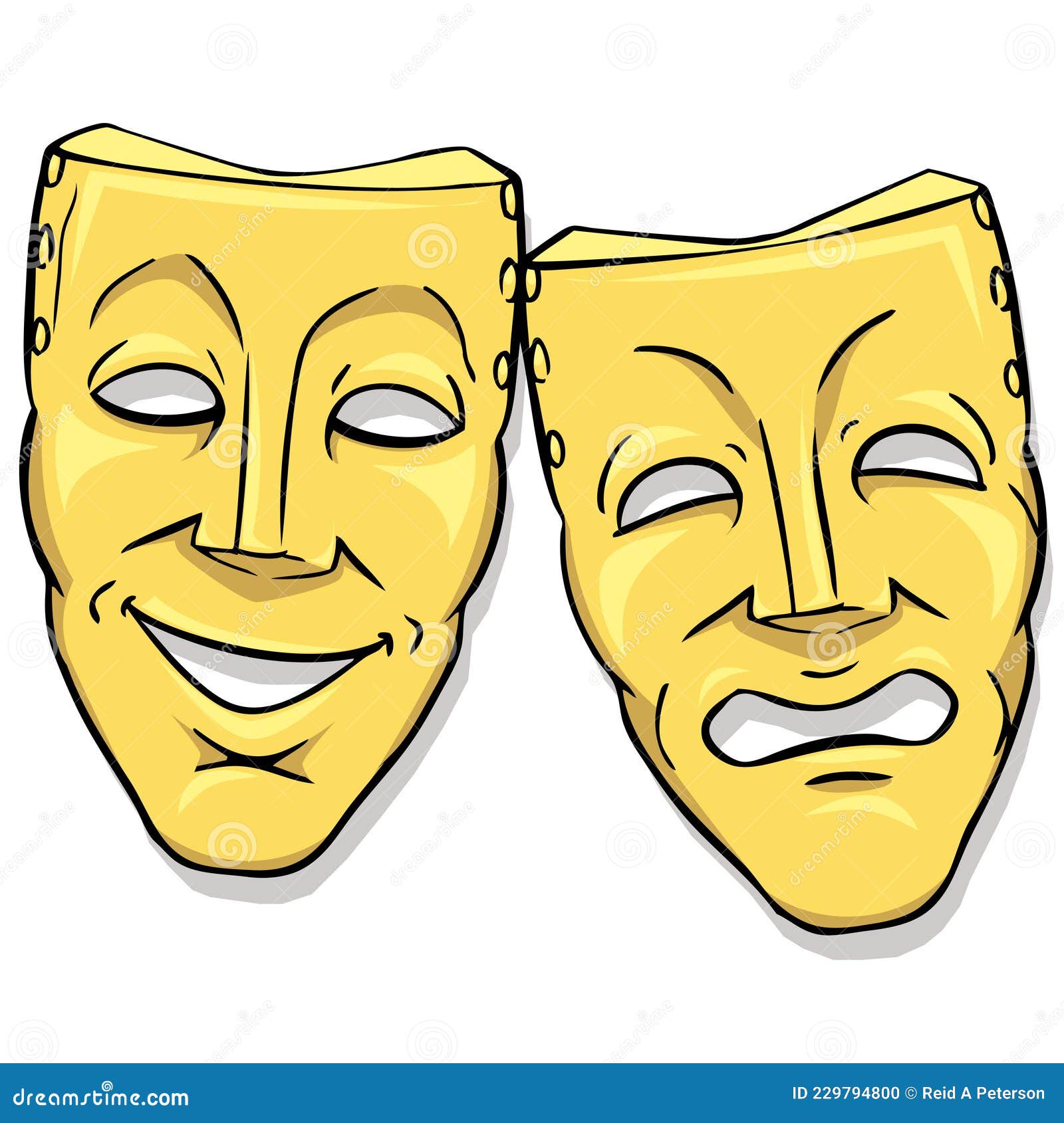 Drama Masks Sketch Cartoon Vector | CartoonDealer.com #22499899