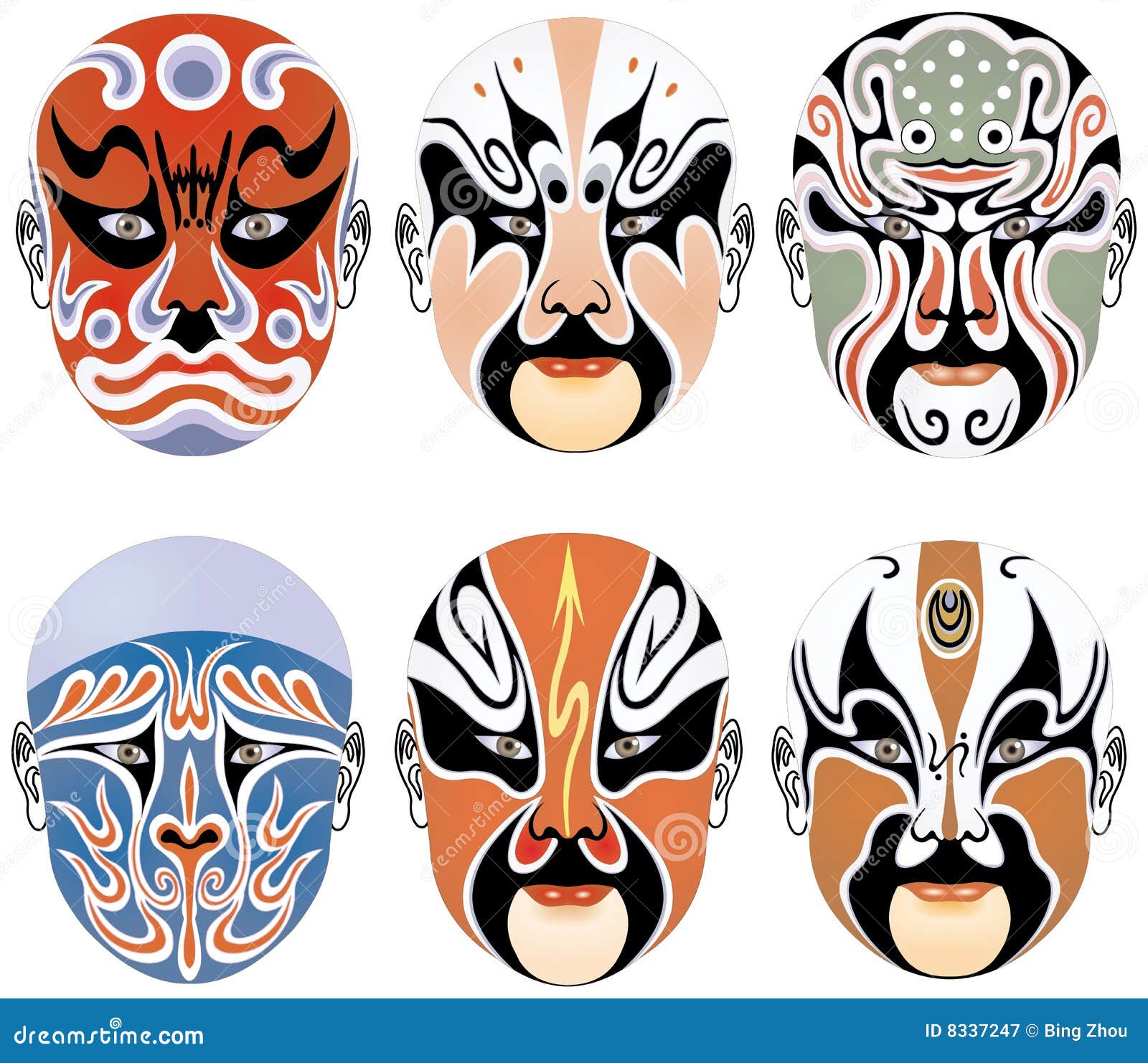 Masks Of Characters In Peking Opera Stock Vector - Image: 8337247