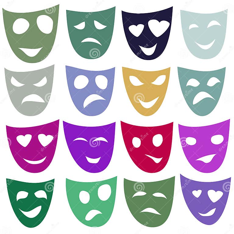Masks of Different Emotions in Different Color Stock Vector ...