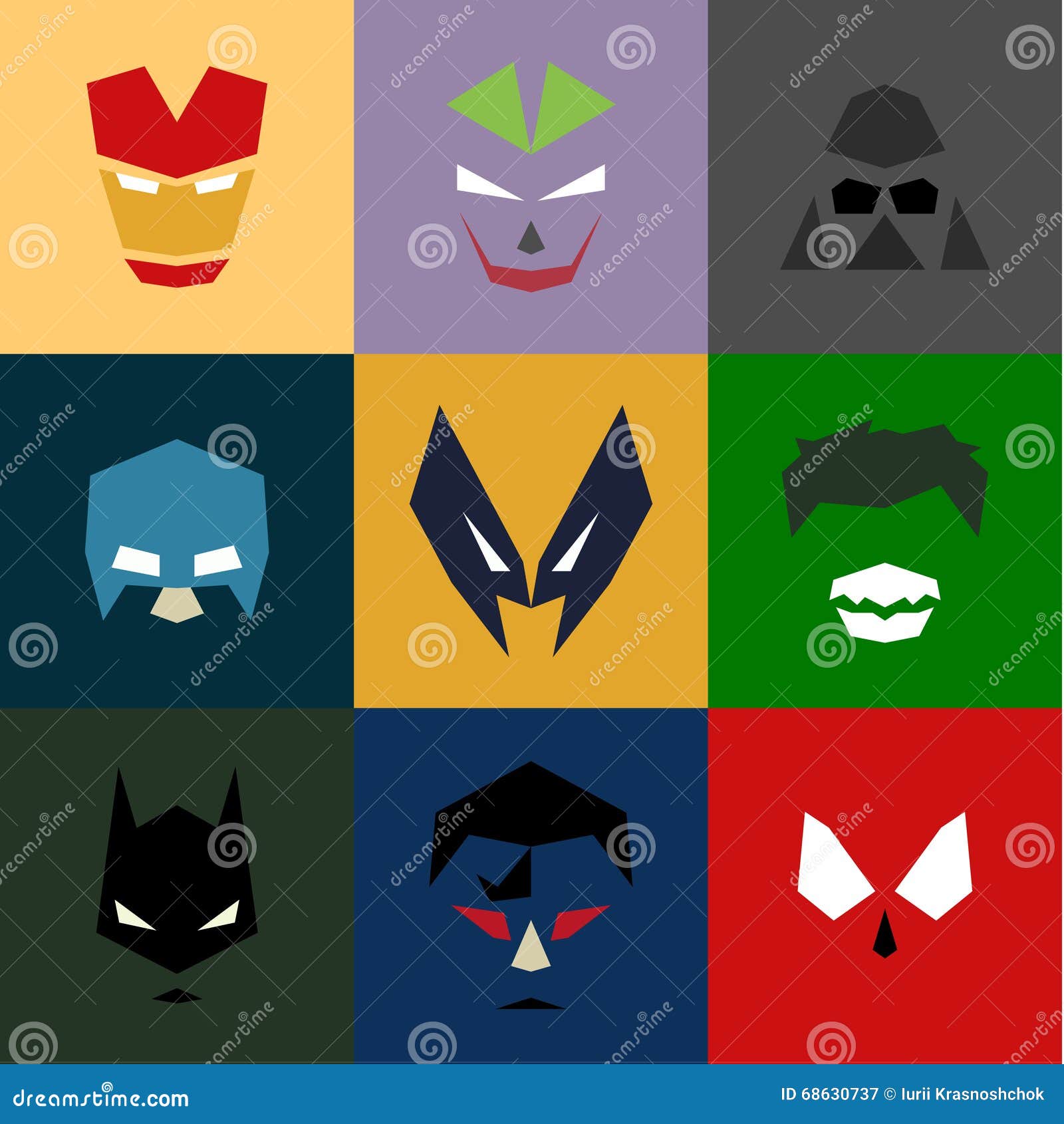Masks into Flat Style Vector Graphics Art Stock Vector - Illustration ...