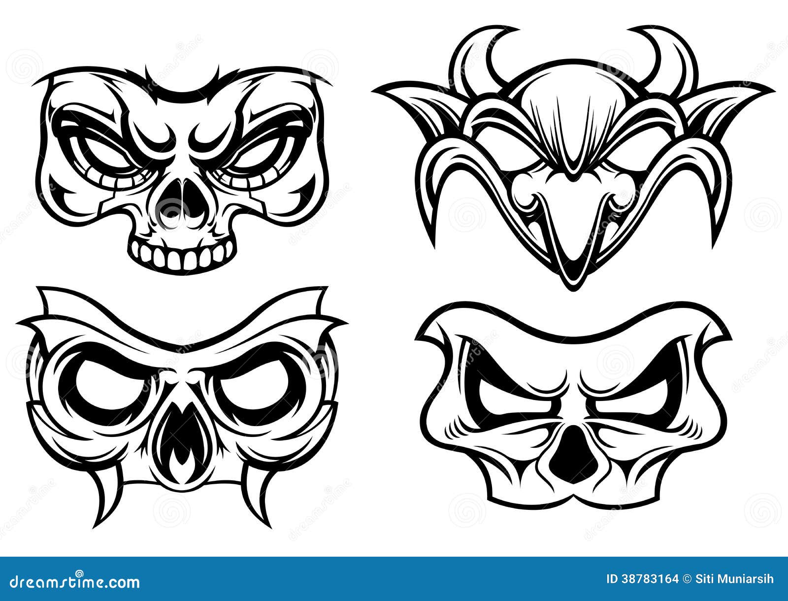 Masks of horror stock vector. Illustration of vector - 38783164