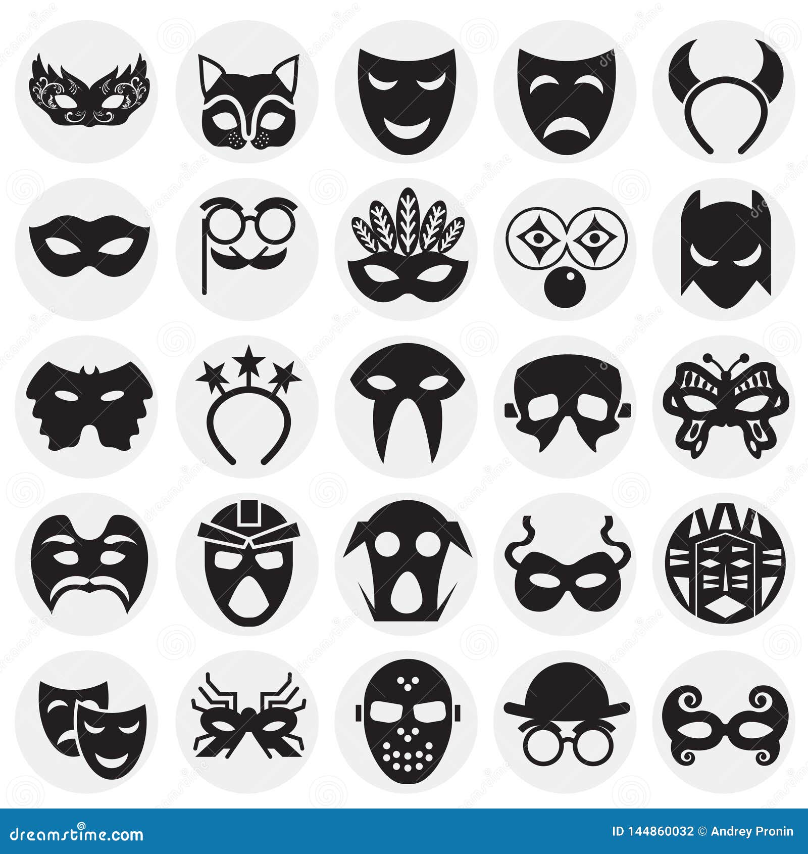 Masks Icons Set on Circles Background for Graphic and Web Design ...