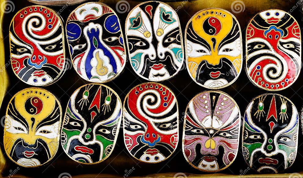 Masks of Peking Opera stock photo. Image of china, yellow - 4276026