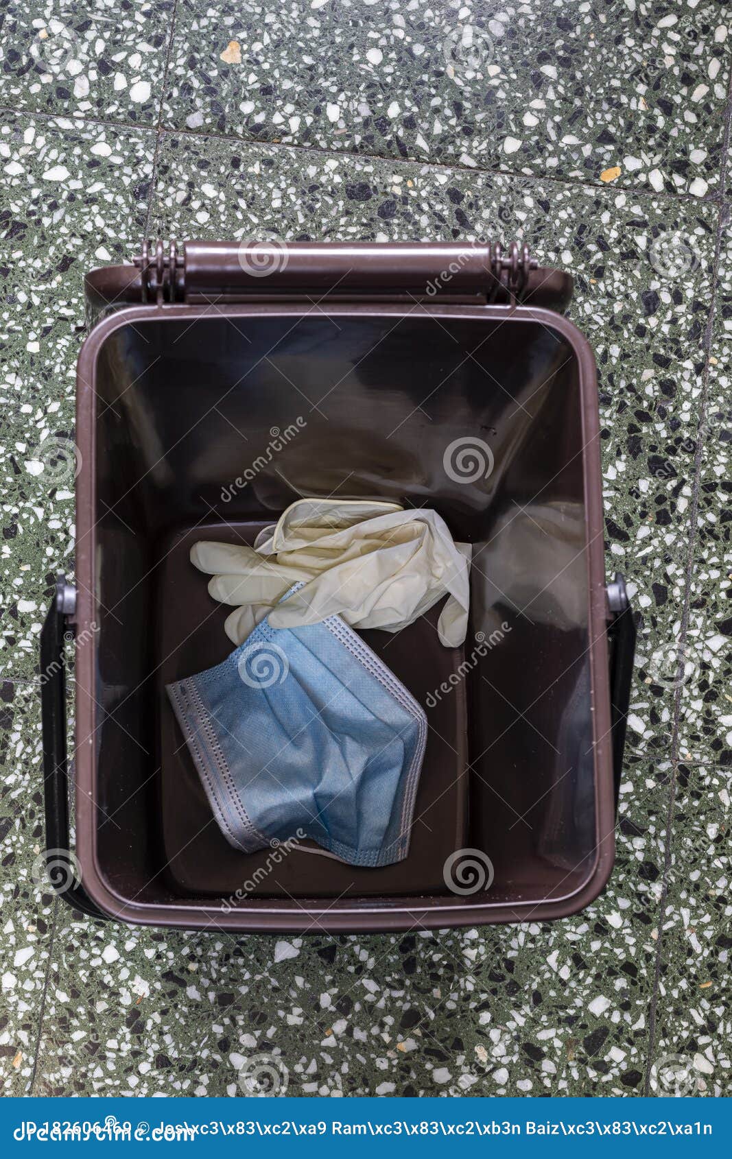 Masks and Plastic Gloves Must Be Thrown Away into the Bin with the ...