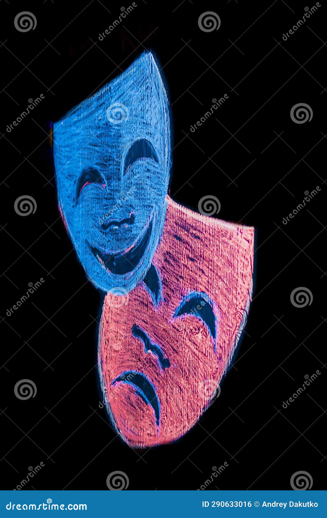 Masks Show 2 Colored Masks Sad and Cheerful in the Black Background ...
