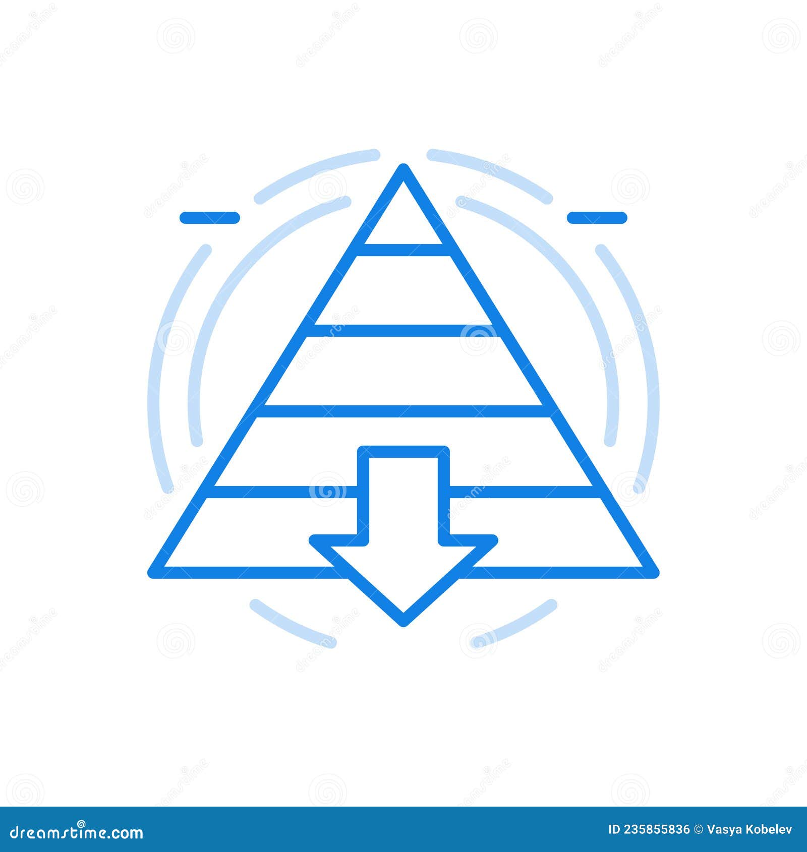 Maslow Pyramid with Top To Bottom Level Vector Line Icon. Triangle ...