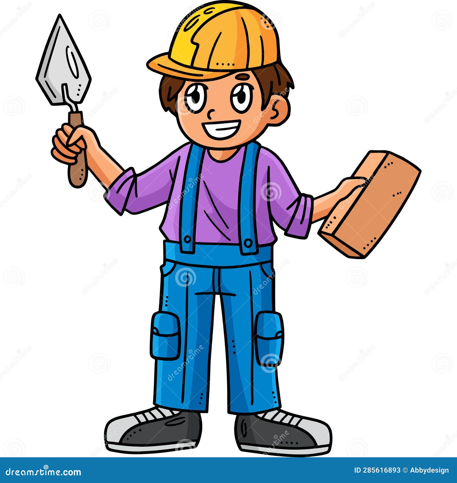 Mason and Bricks Cartoon Colored Clipart Stock Vector - Illustration of ...