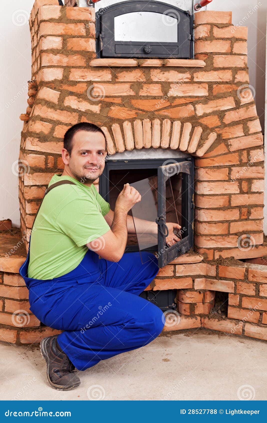 Mason Building And Leveling A First Layer Of Fresh Concrete Floor At ...