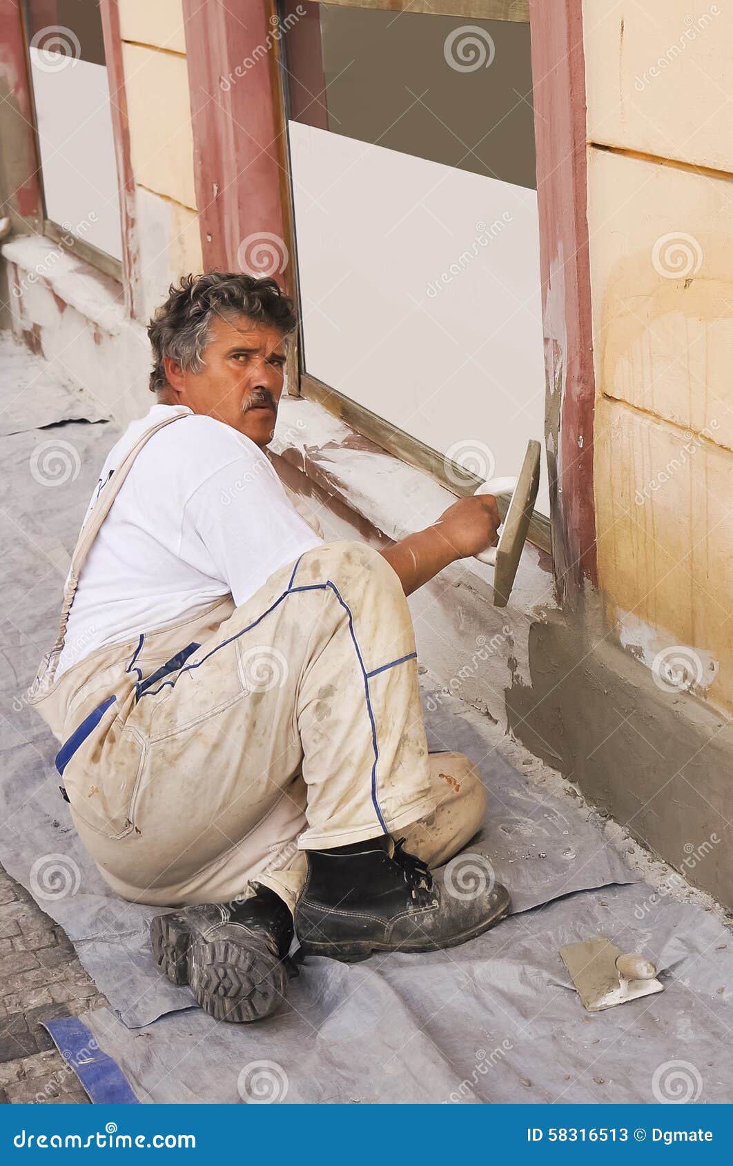 Mason Doing Some Construction Repairs Editorial Stock Photo - Image of ...
