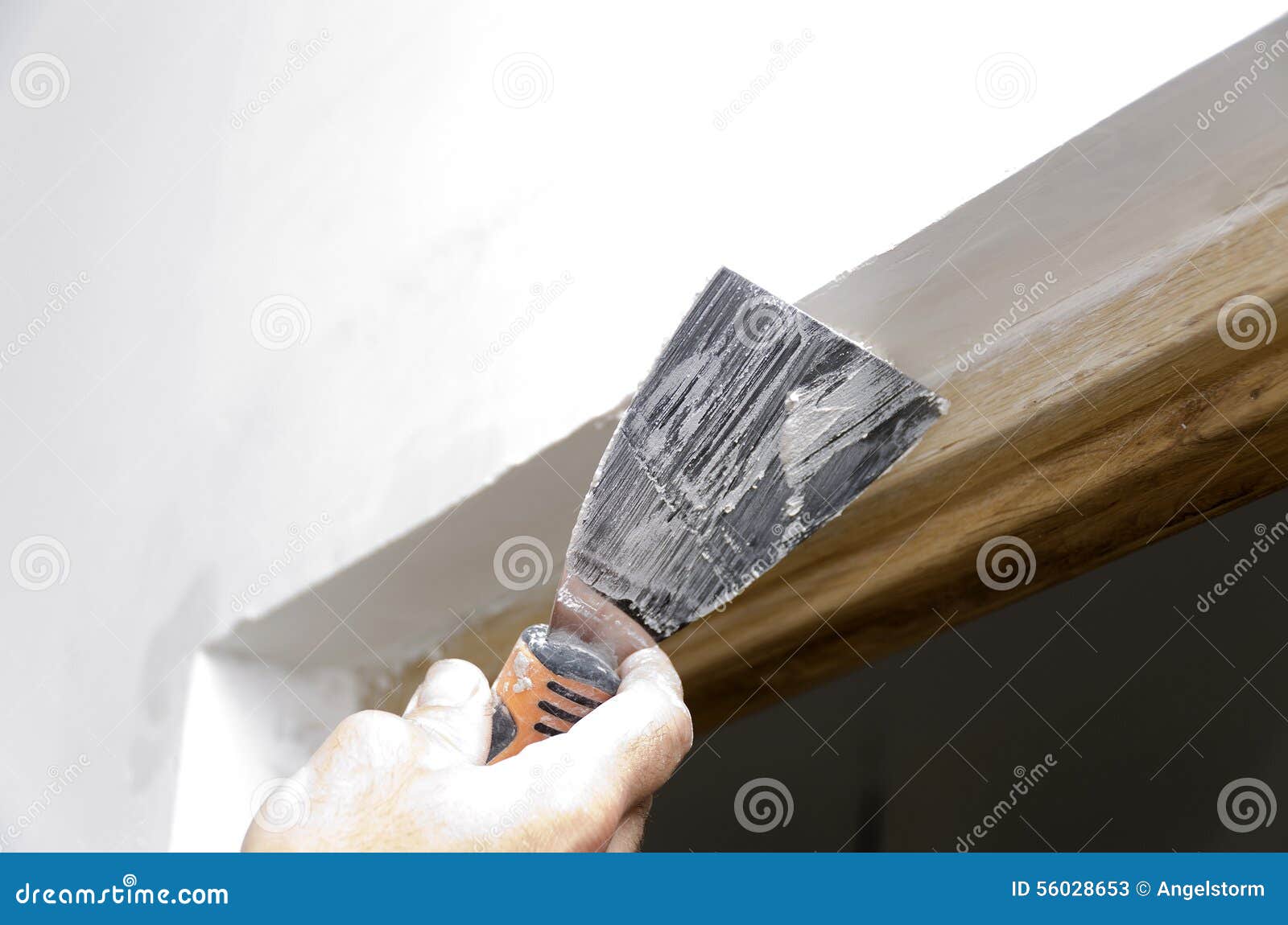 Mason Hand Applying Plaster Stock Image - Image of professional ...