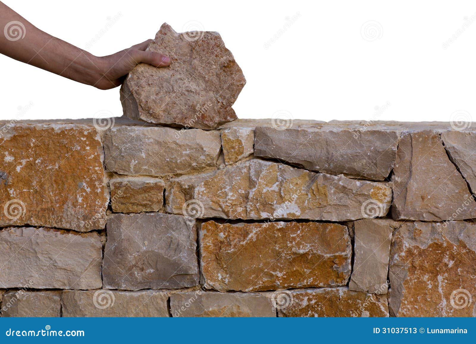 Mason Hands Working on Masonry Stone Wall Stock Image - Image of ...