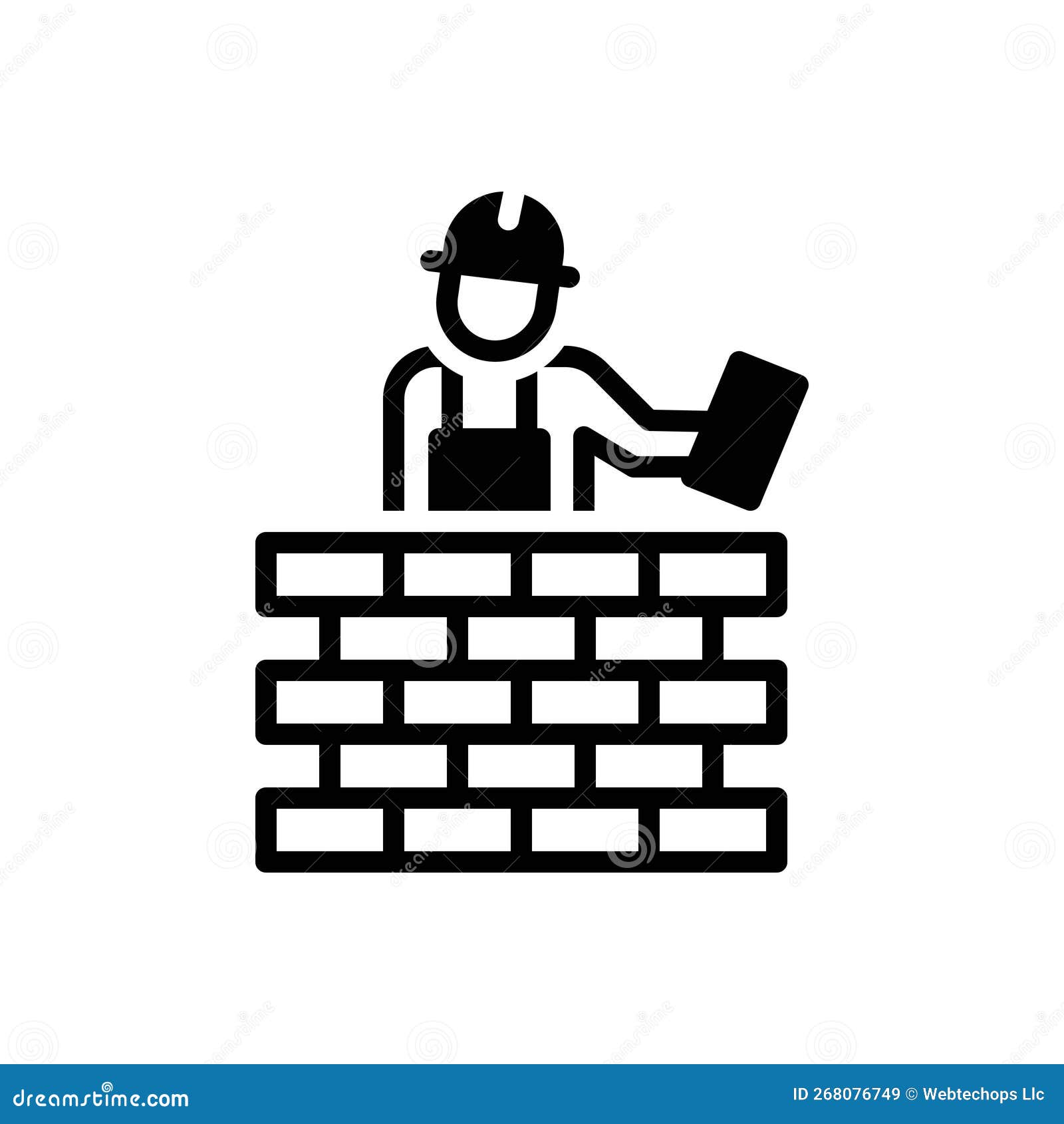 Black Solid Icon for Mason, Bricklayer and Masonry Stock Illustration ...