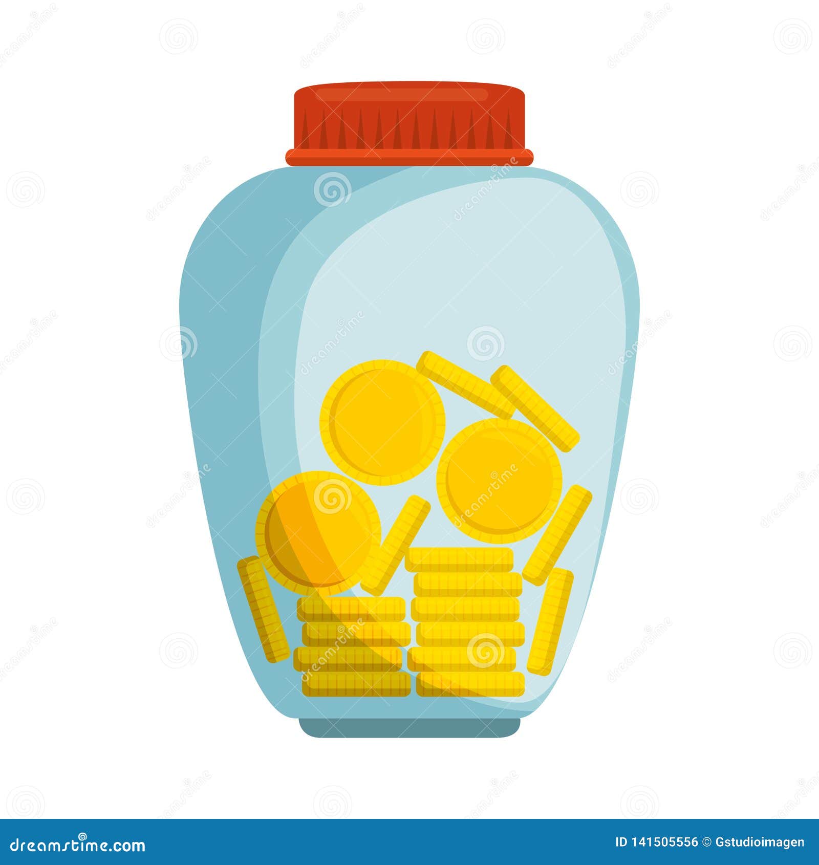 Mason jar with coins stock vector. Illustration of canning - 141505556