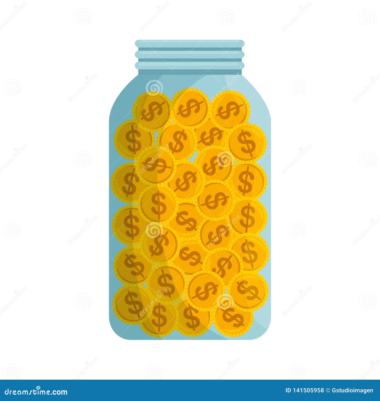 Mason jar with coins stock vector. Illustration of currency - 141505958
