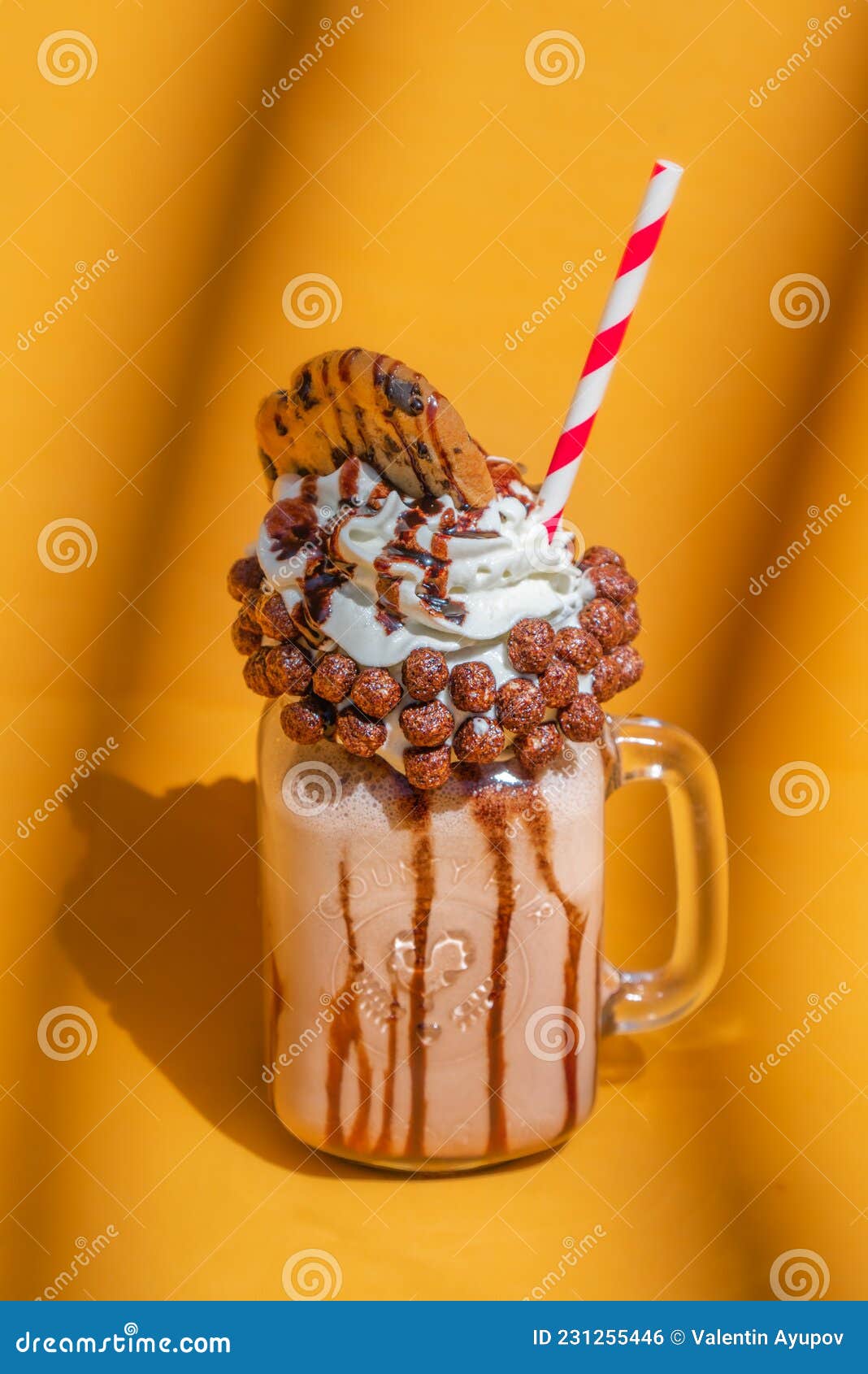 Mason Jar Milkshake with Chocolate, Cake. Stock Photo - Image of cake ...