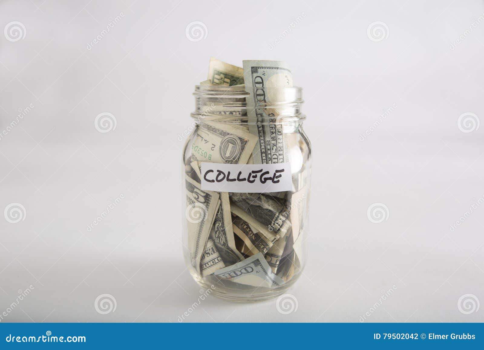 Mason Jar with Money for College Stock Photo - Image of economy ...