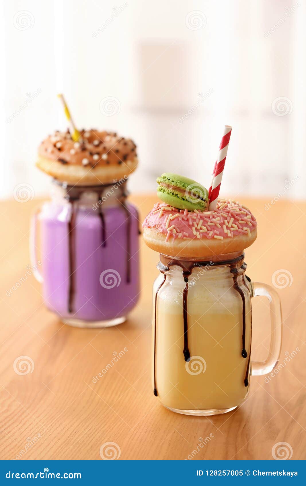 Mason Jars with Delicious Milk Shakes Stock Image - Image of fresh ...