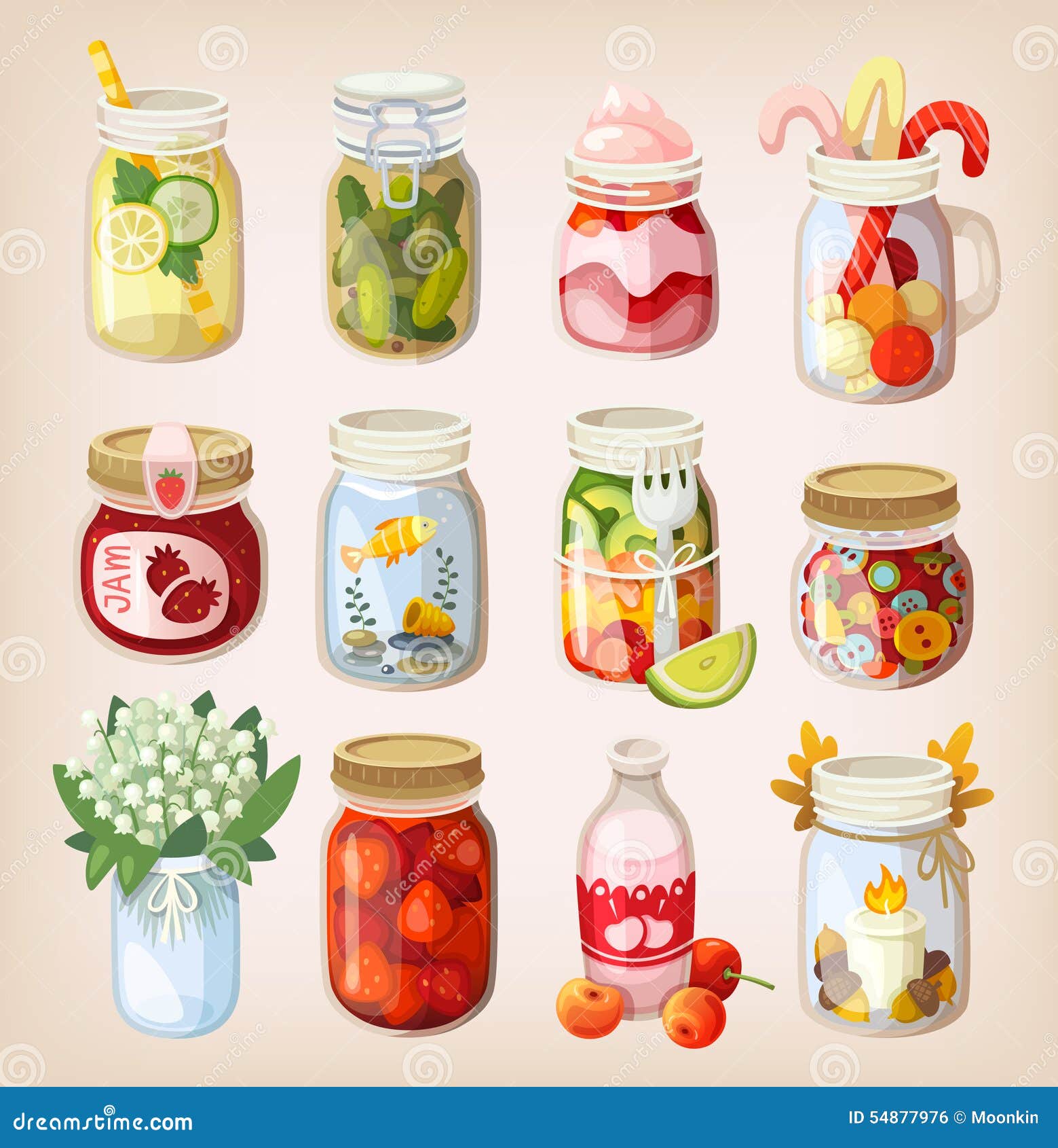 Mason jars with things stock vector. Illustration of lunch - 54877976