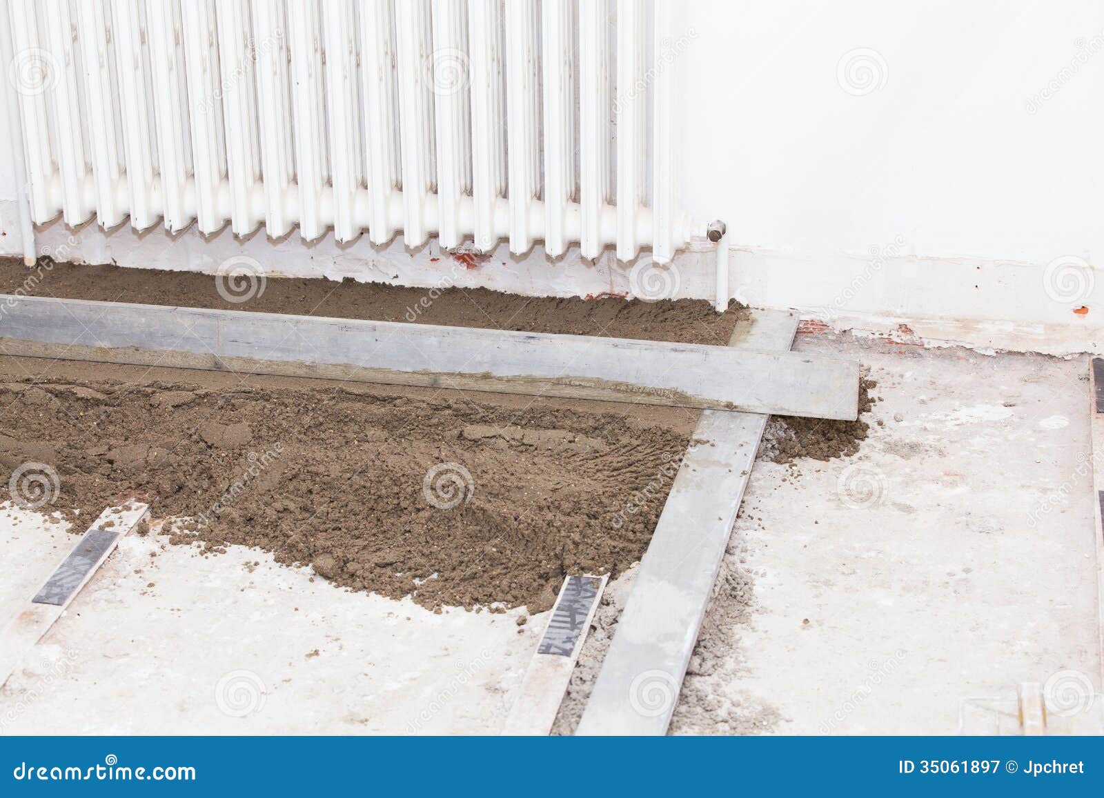 Mason leveling the cement stock image. Image of house - 35061897