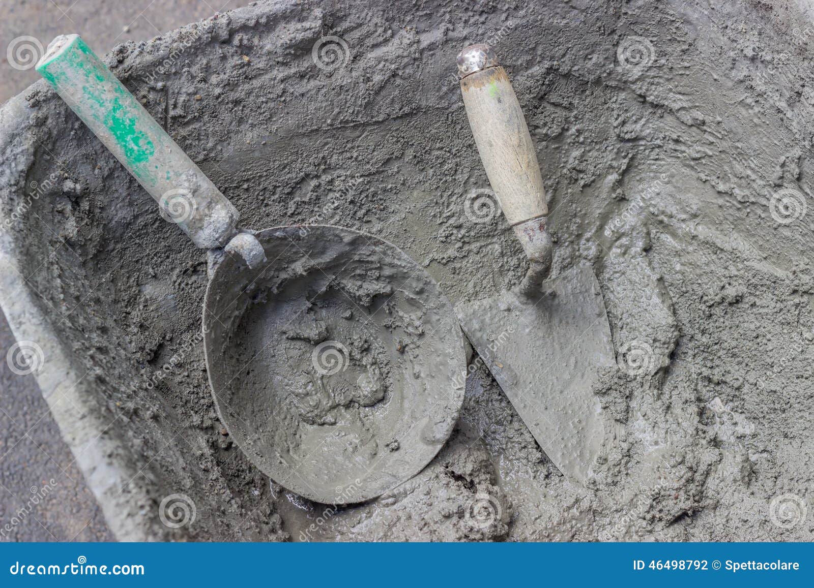 Mason Mortar Tools in Cement Mixing Trough 2 Stock Photo - Image of ...