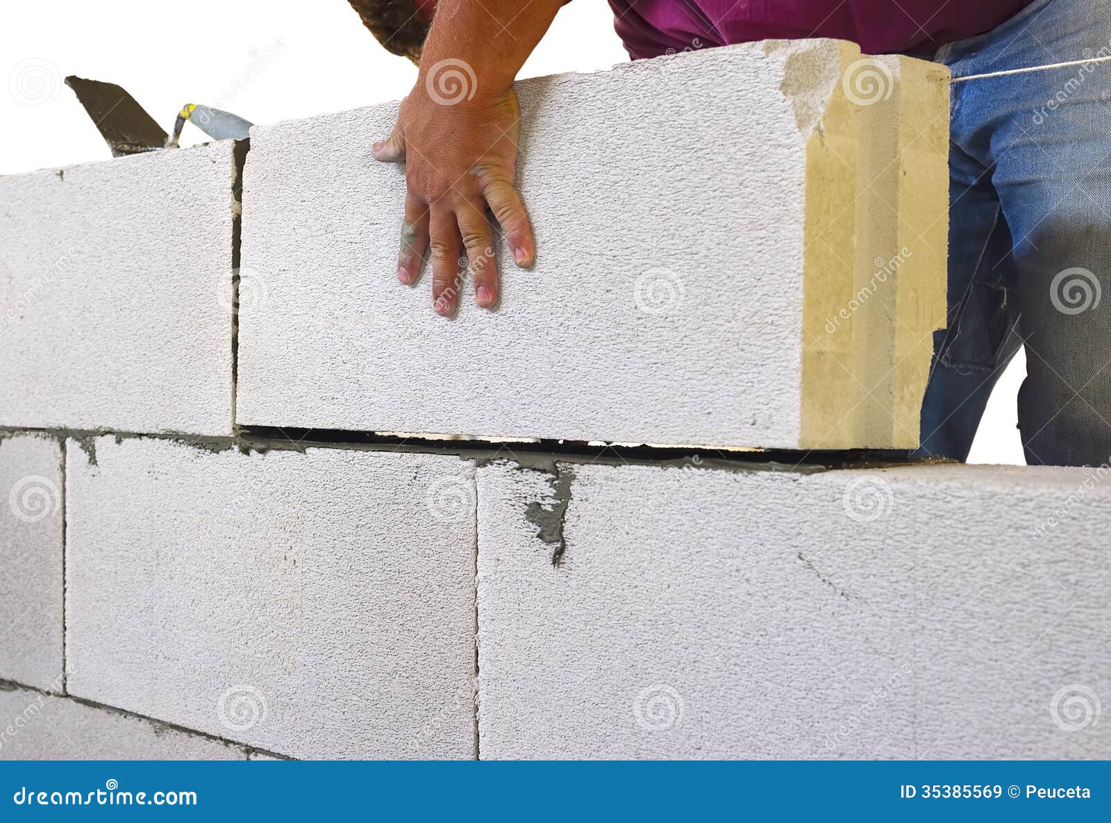 Mason Performs an Internal Masonry Blocks Stock Image - Image of ...