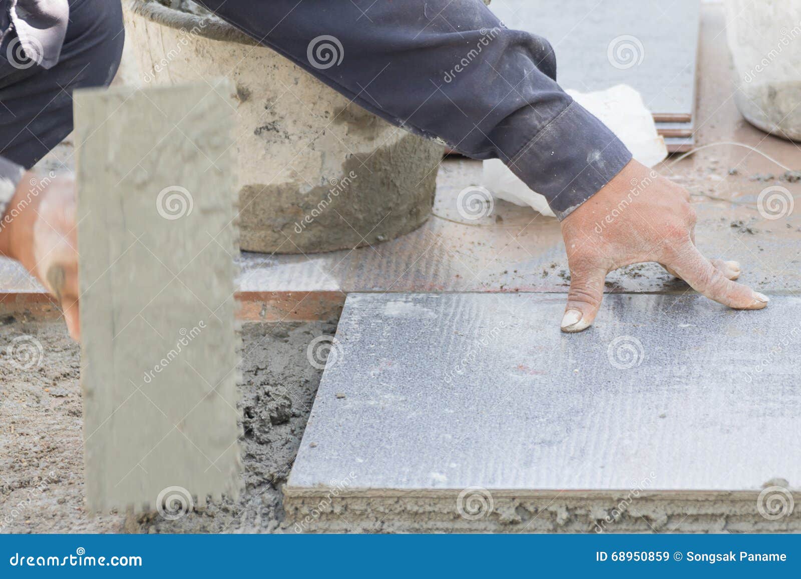 Mason tiling on floor stock image. Image of mortar, home - 68950859