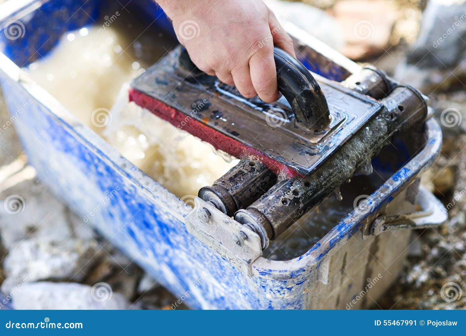 Mason with trowel stock image. Image of hand, pattern - 55467991