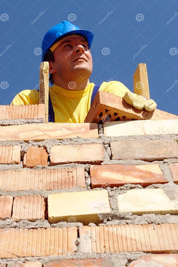 Mason at work stock image. Image of industry, manual, housing - 5609521