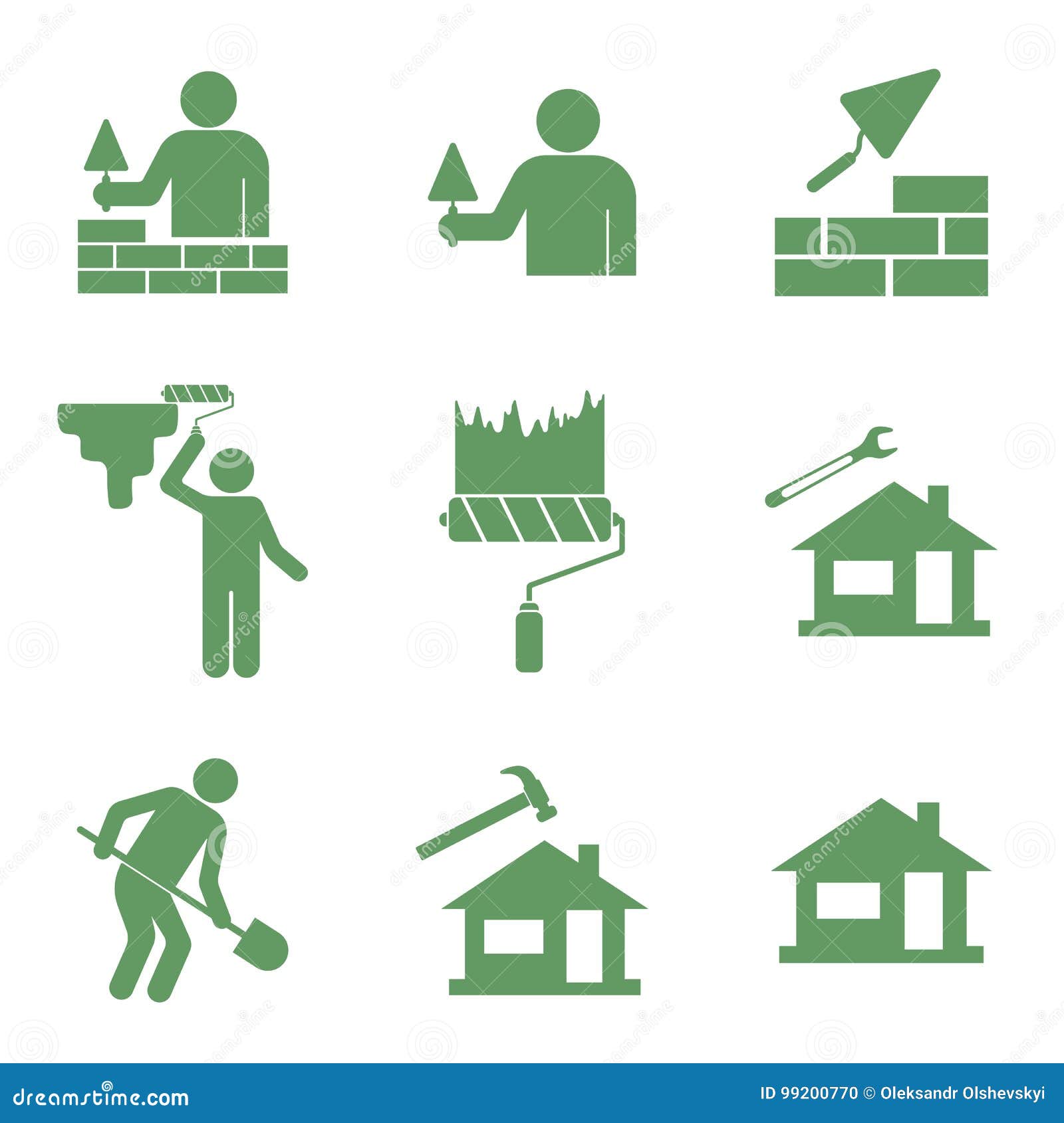Mason worker icons set stock vector. Illustration of layer - 99200770