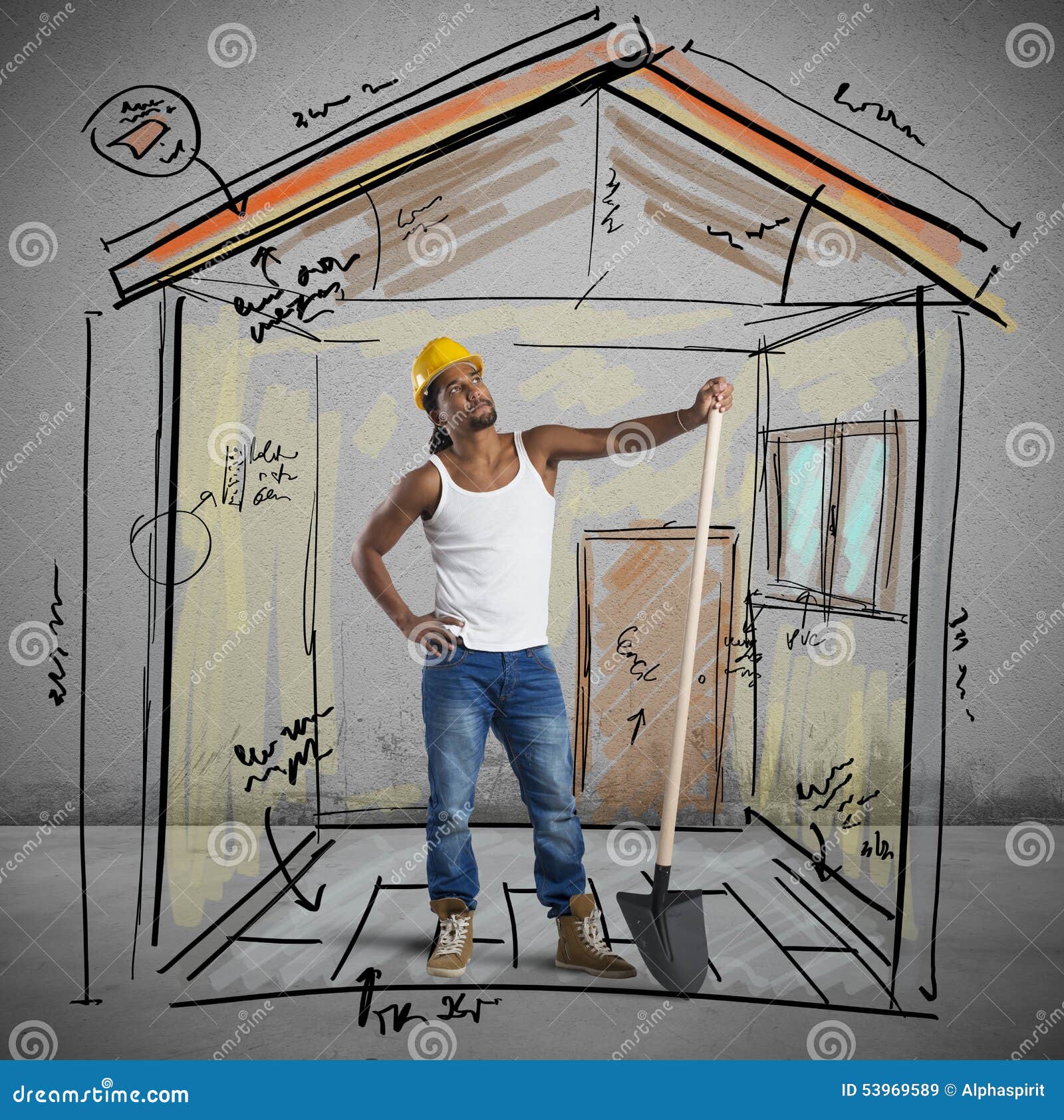 Mason Working on a New Construction Stock Image - Image of appartment ...