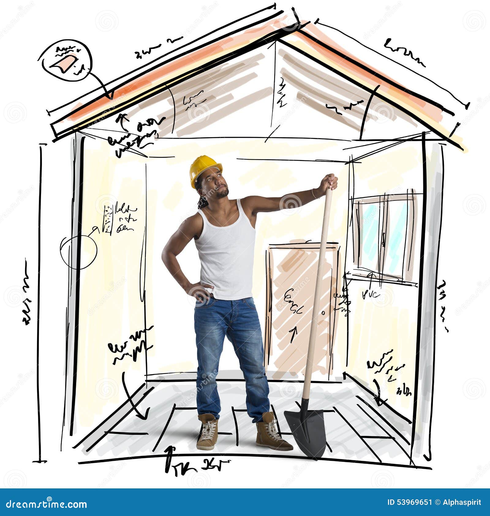 Mason Working on a New Construction Stock Image - Image of building ...